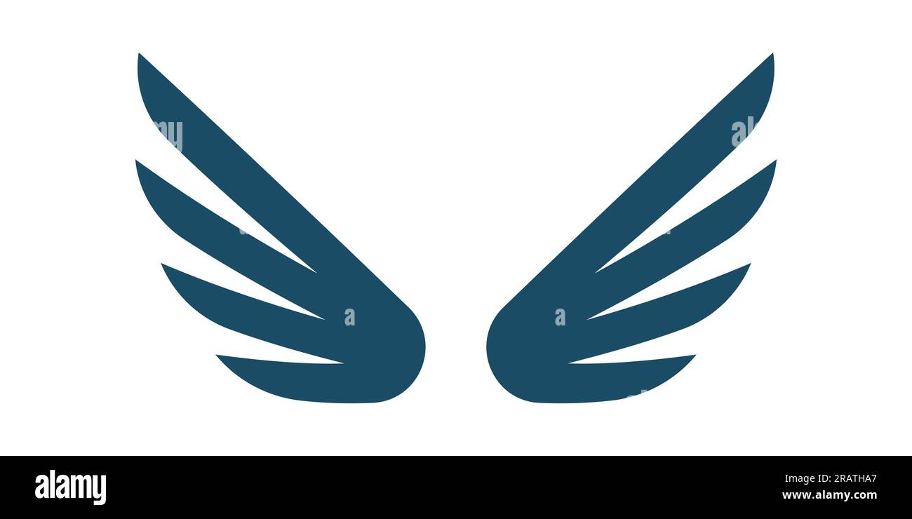 Open wings artistic style icon on white background. Pictogram, icon set ...