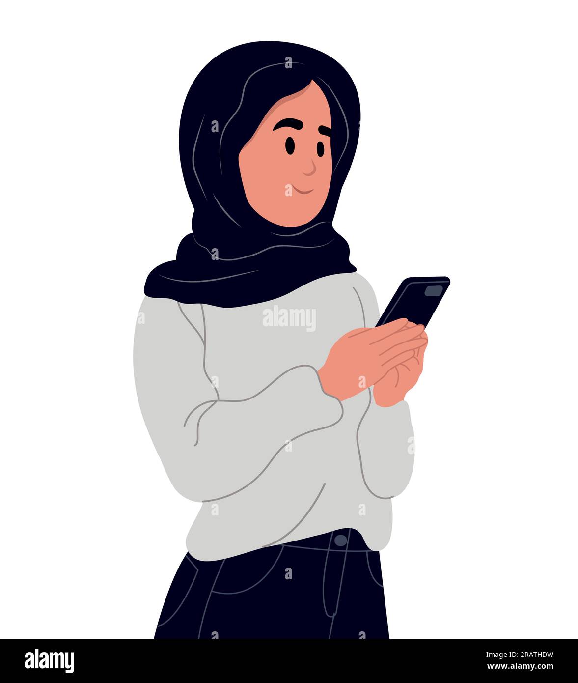 woman holding mobile phone. Vector illustration Stock Vector Image ...