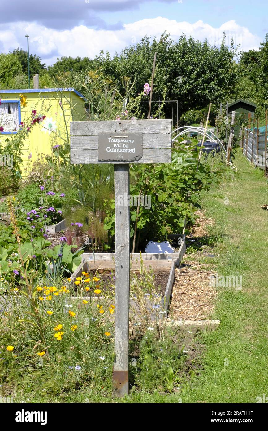 Funny allotment sign hi-res stock photography and images - Alamy