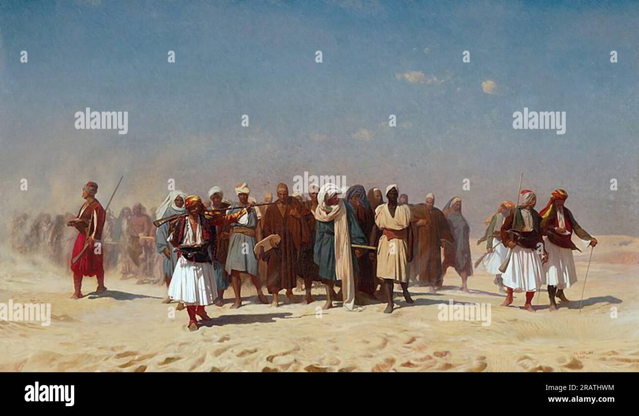 Egyptian Recruits Crossing the Desert 1857 by Jean-Leon Gerome Stock ...