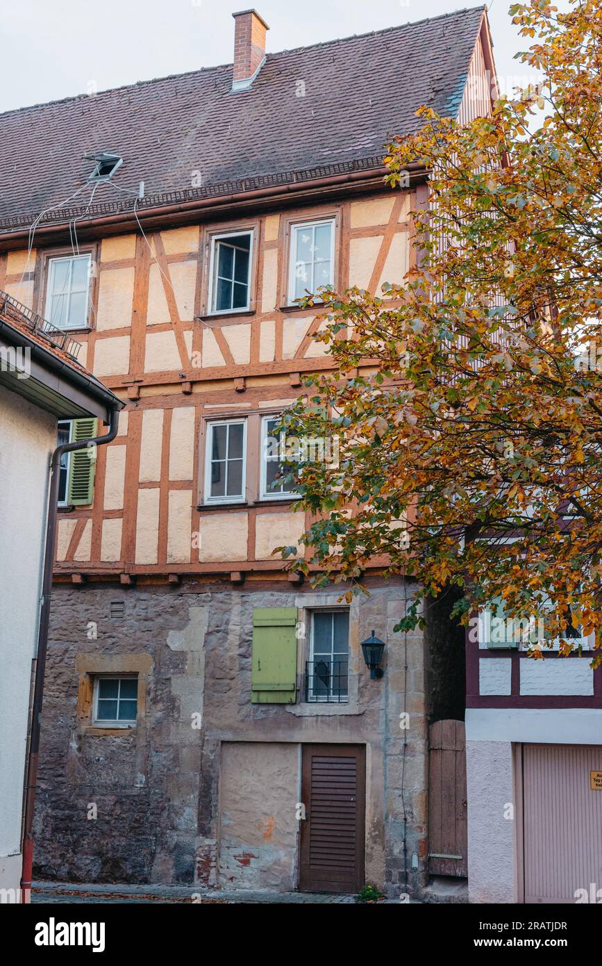 The Old Fachwerk houses in Germany. Scenic view of ancient medieval ...