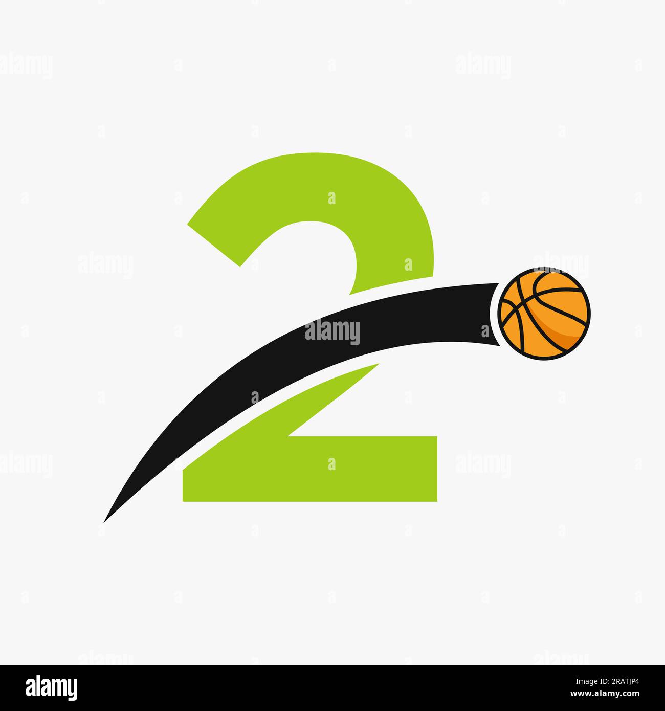 Basketball Logo On Letter 2 With Moving Basketball Icon. Basket Ball ...
