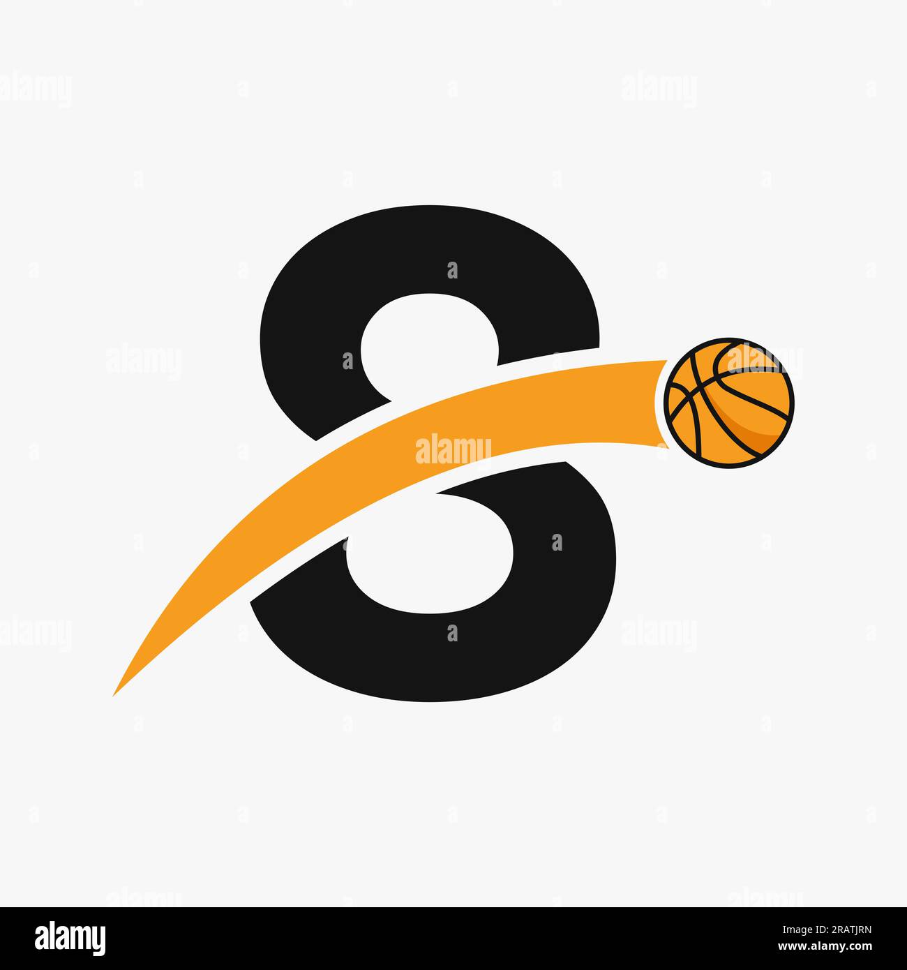 Basketball Logo On Letter 8 With Moving Basketball Icon. Basket Ball ...