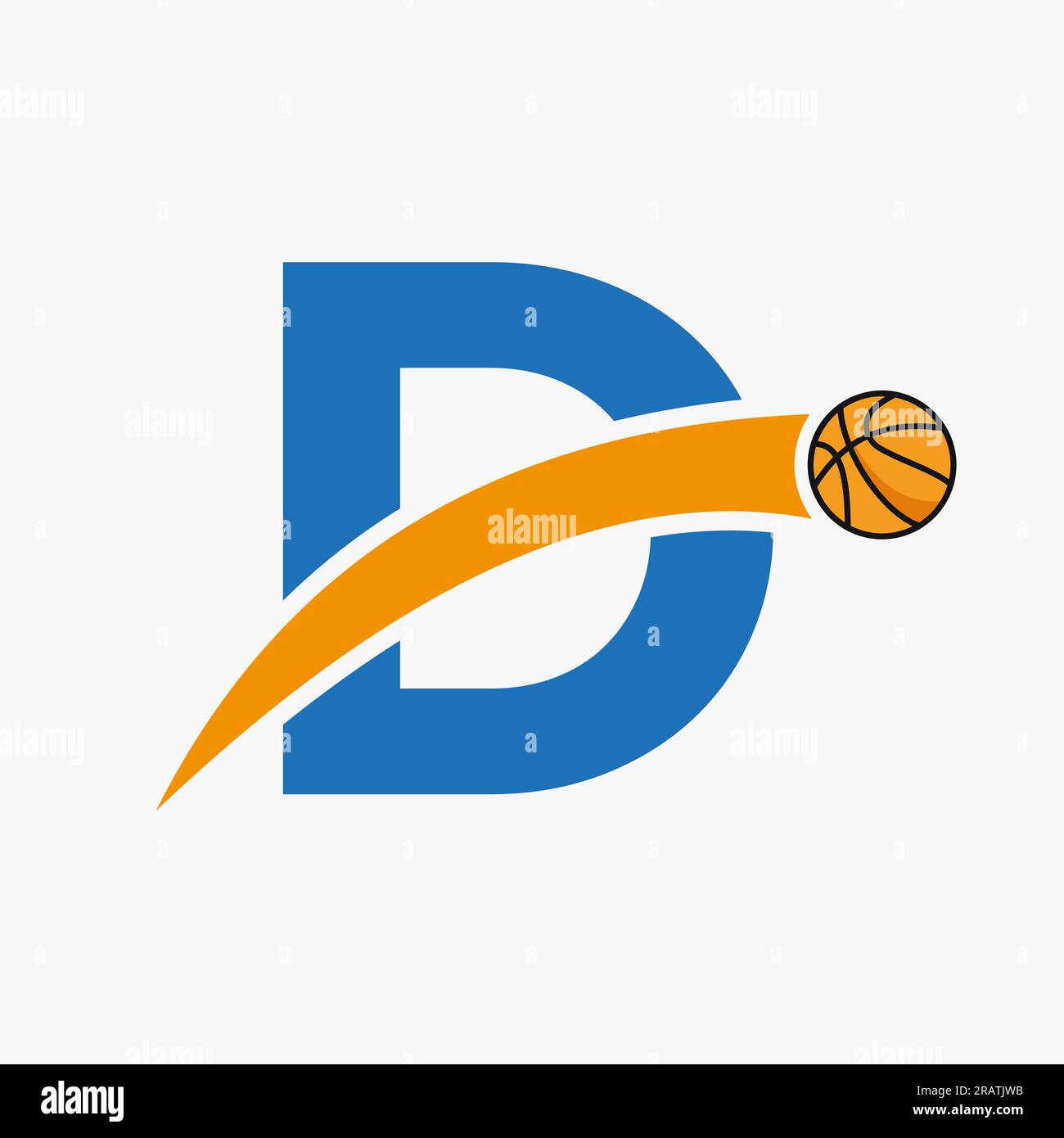 Basketball Logo On Letter D With Moving Basketball Icon. Basket Ball ...