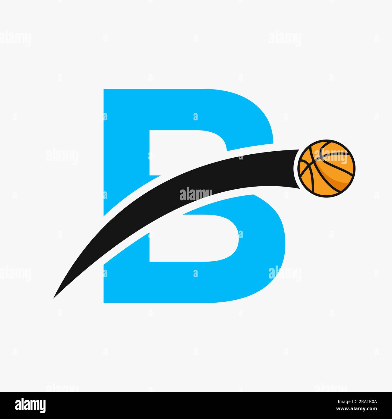 Basketball Logo On Letter B With Moving Basketball Icon. Basket Ball ...