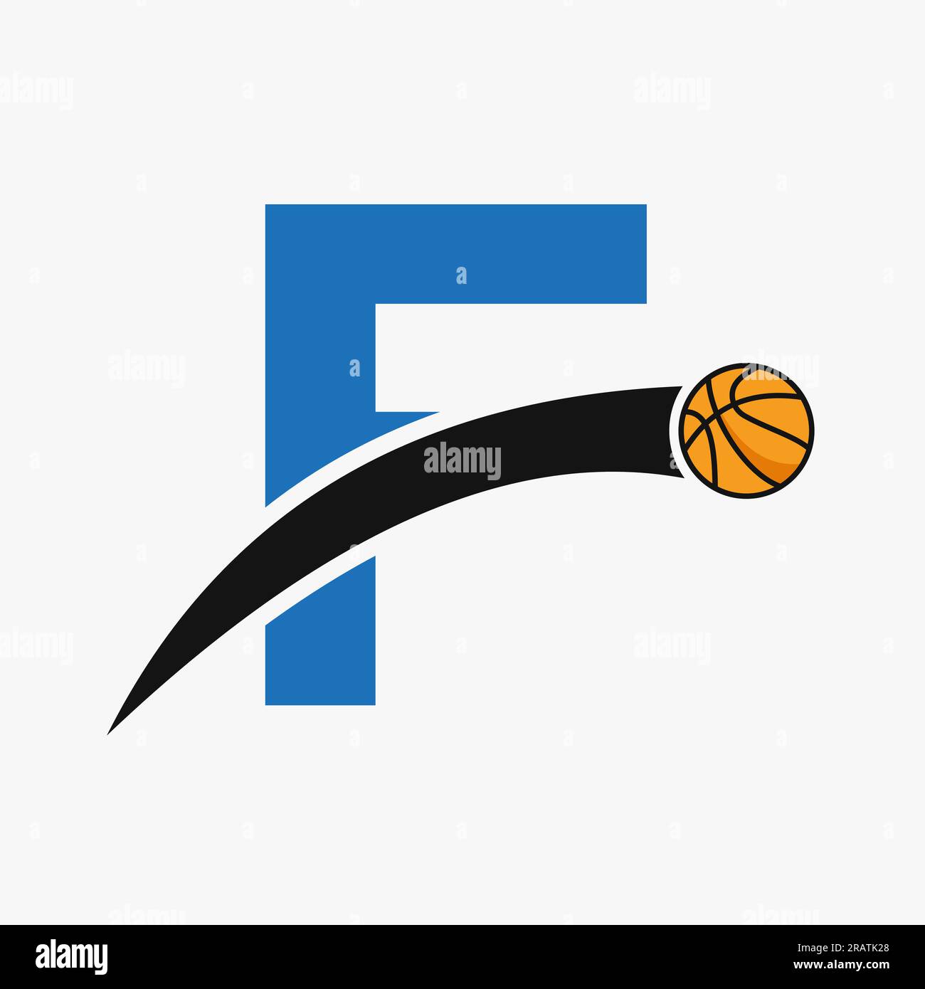 Basketball Logo On Letter F With Moving Basketball Icon. Basket Ball ...