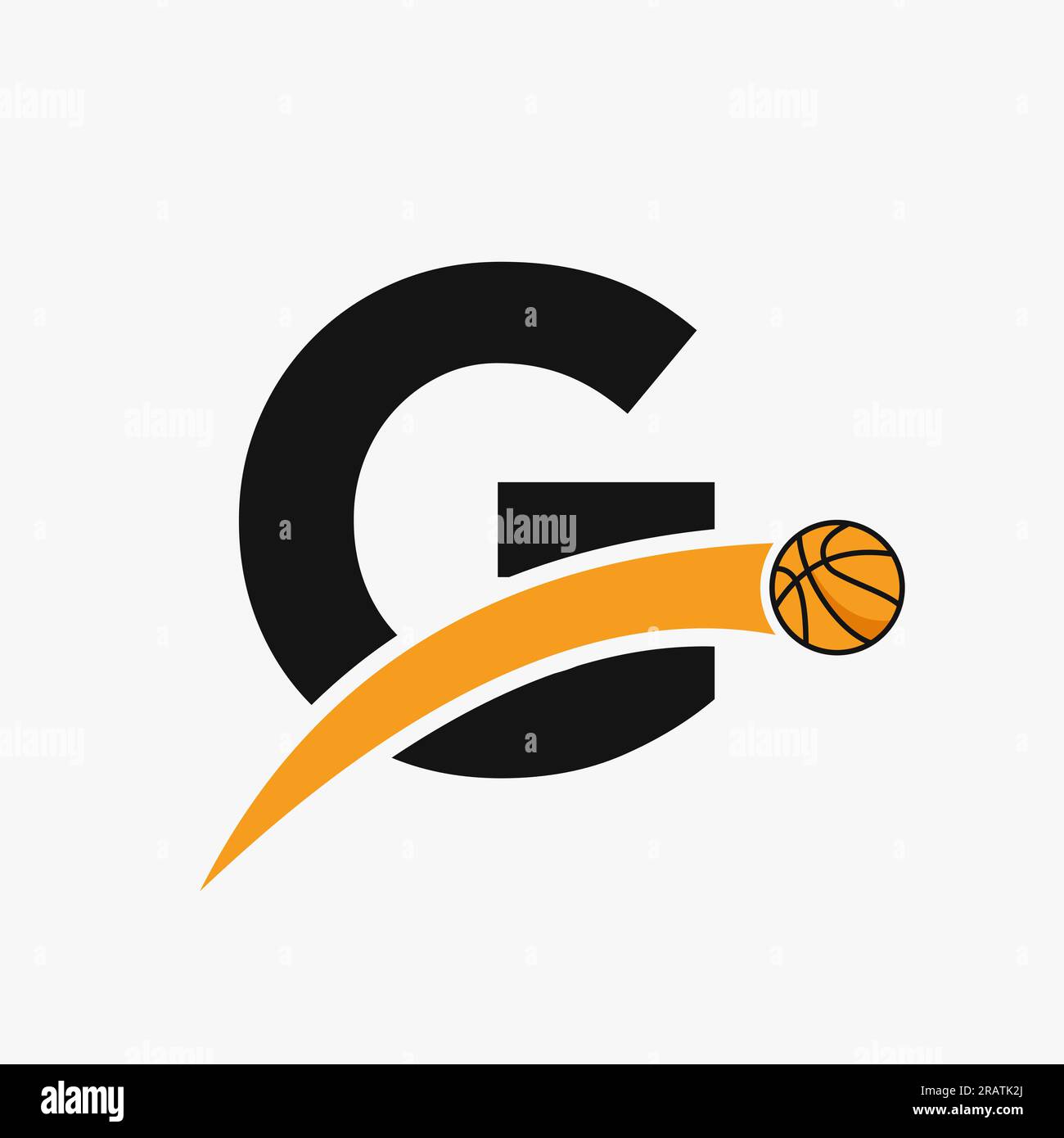 Basketball Logo On Letter G With Moving Basketball Icon. Basket Ball ...
