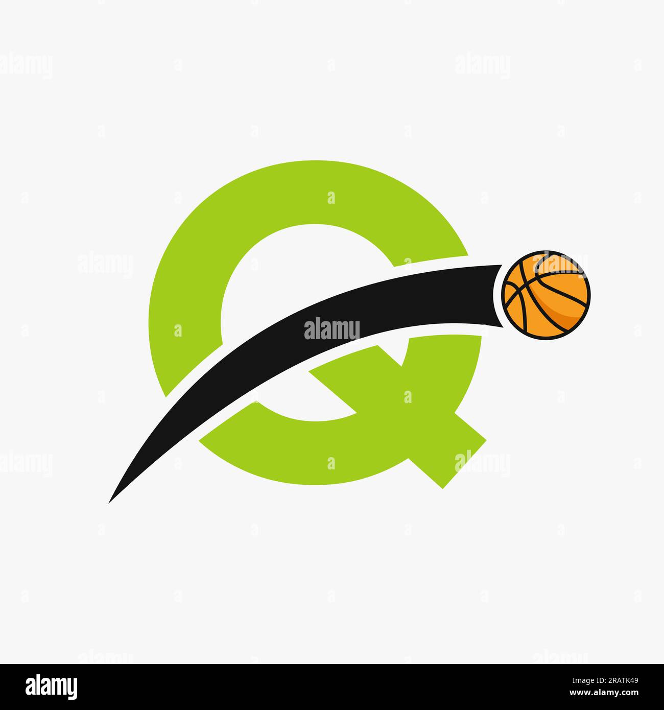 Basketball Logo On Letter Q With Moving Basketball Icon. Basket Ball ...