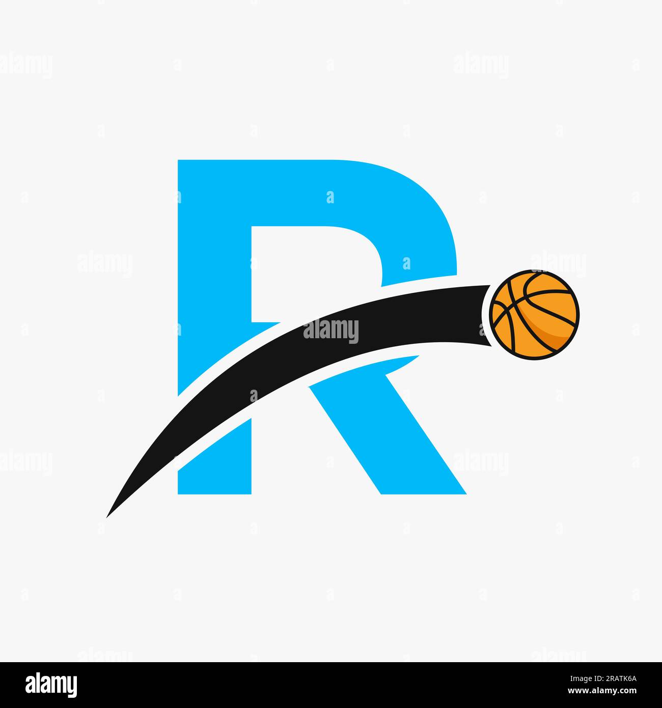 Basketball Logo On Letter R With Moving Basketball Icon. Basket Ball ...