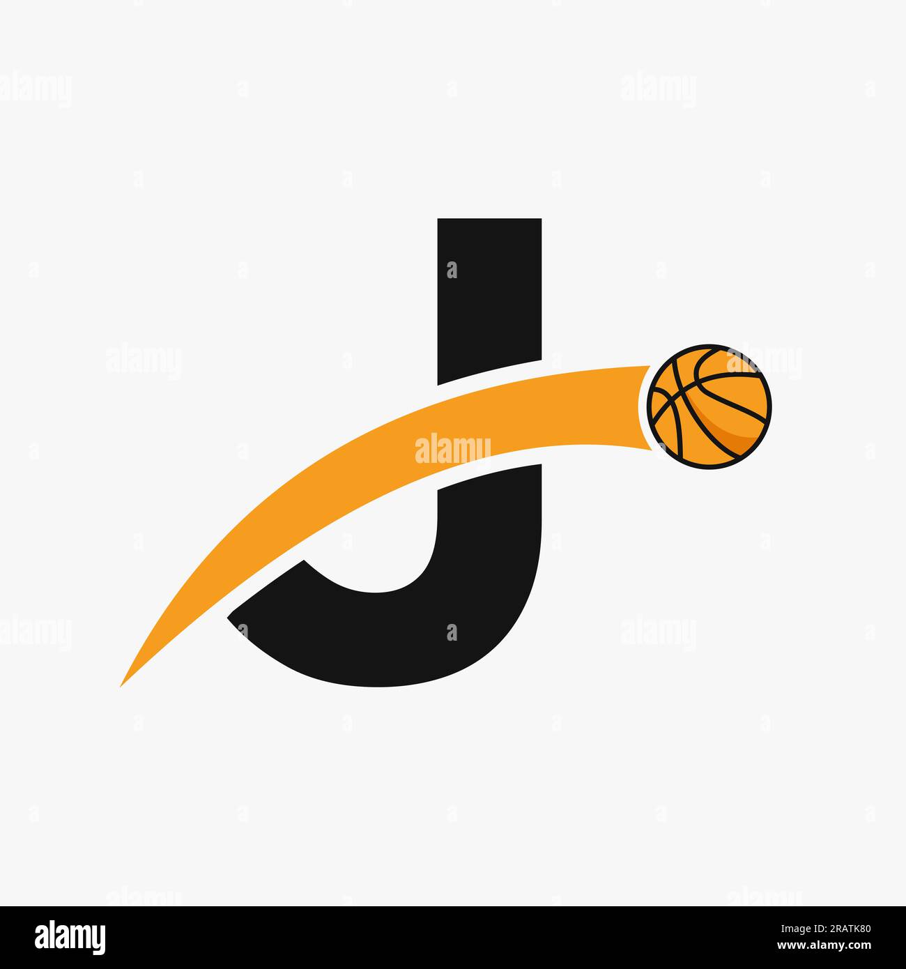Basketball Logo On Letter J With Moving Basketball Icon. Basket Ball ...