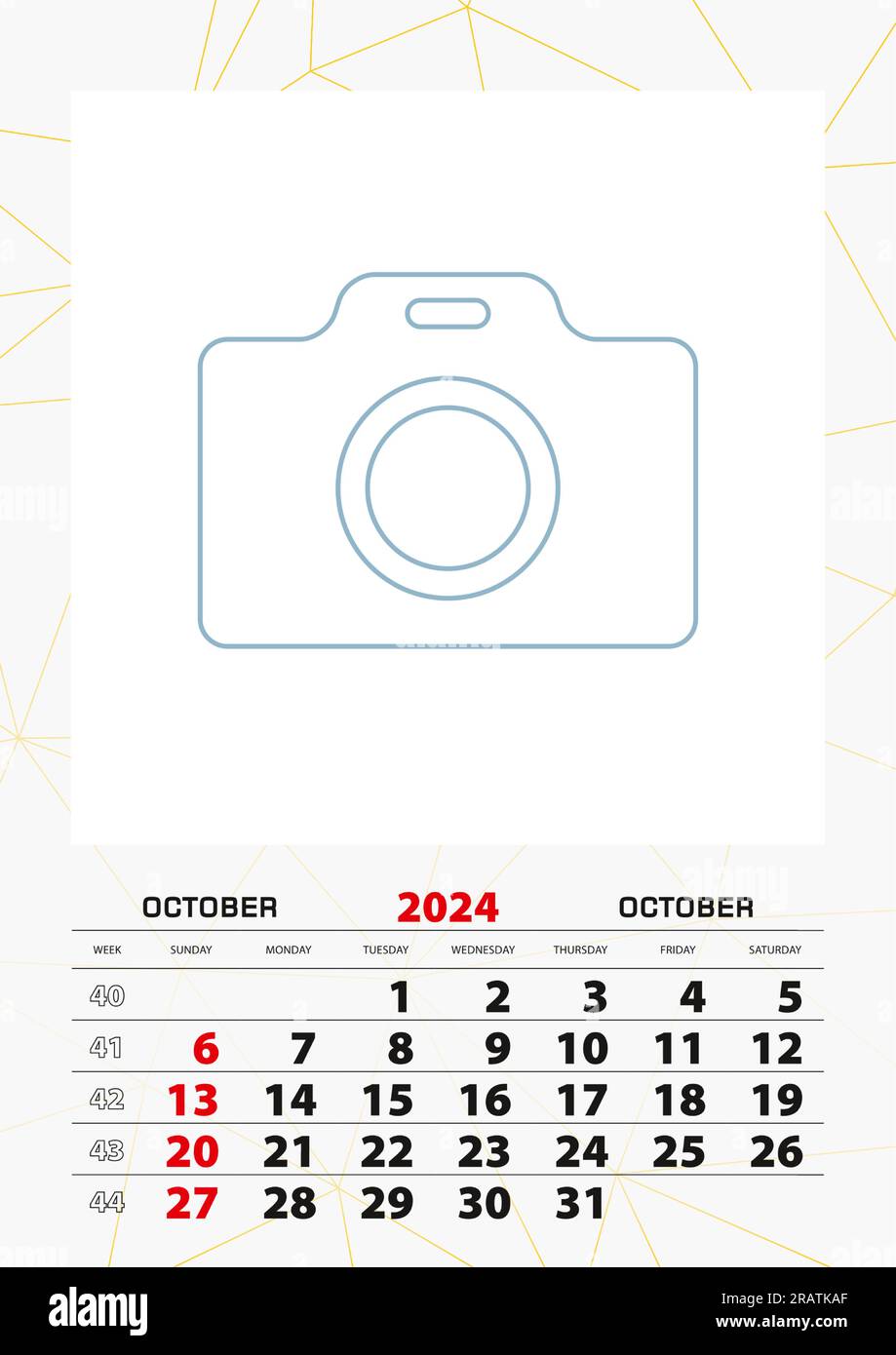 Wall calendar planner template for October 2024, week starts on sunday ...
