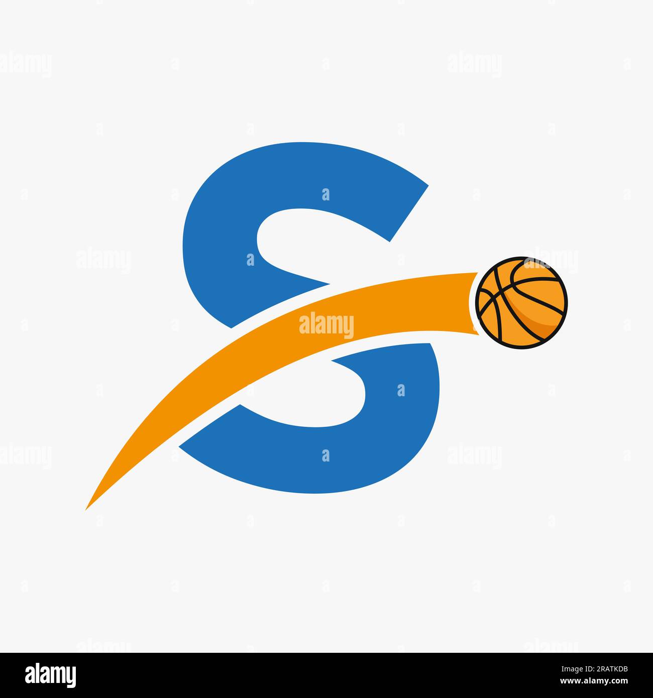 Basketball Logo On Letter S With Moving Basketball Icon. Basket Ball ...