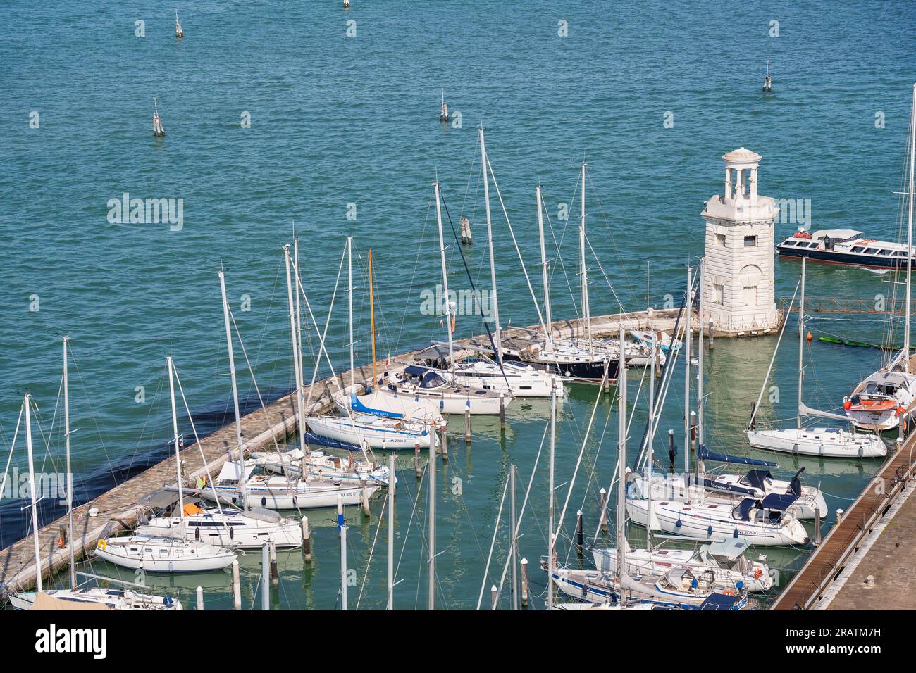 View from above with San Giorgio Maggiore Yacht Harbor and Faro ...