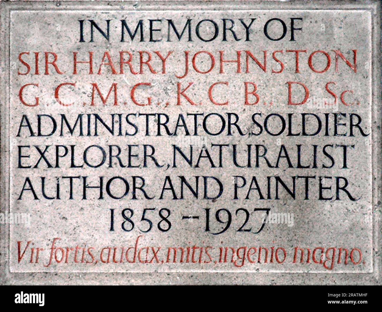 Wall-mounted Memorial Plaque to Sir Harry Johnston by Eric Gill Stock ...