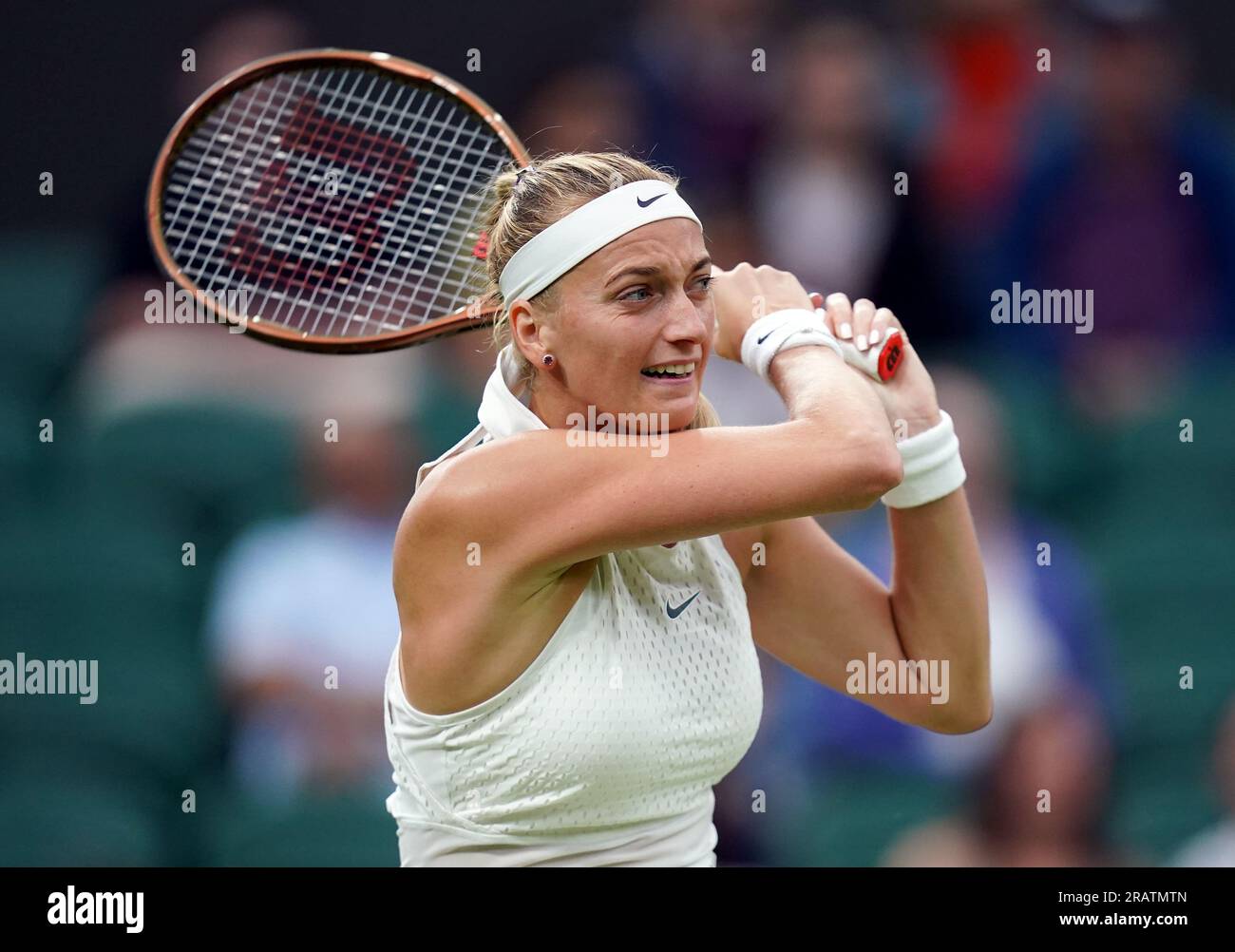 Petra Kvitova in action against Jasmine Paolini (not pictured) on day ...