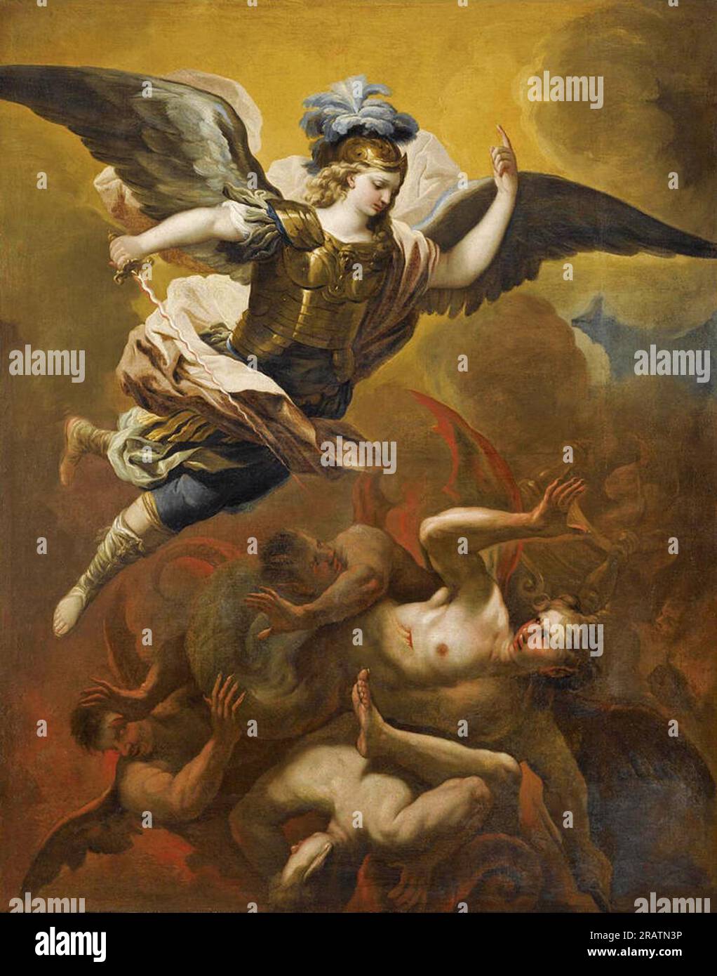 Saint Michael Defeating Satan by Luca Giordano Stock Photo - Alamy