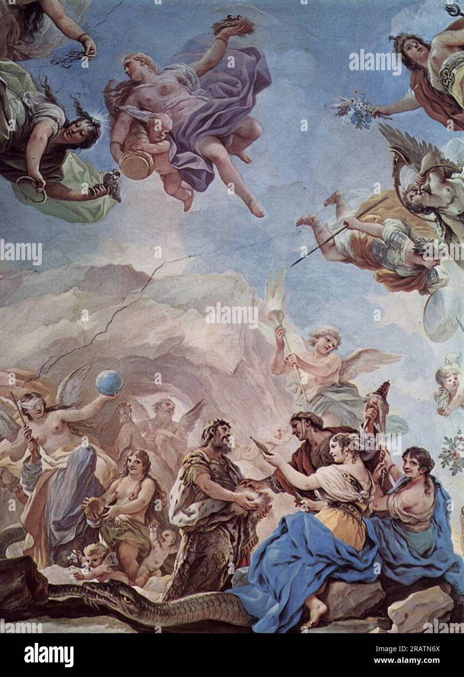 The Creation of Man (detail of decorative ceiling) 1686 by Luca ...