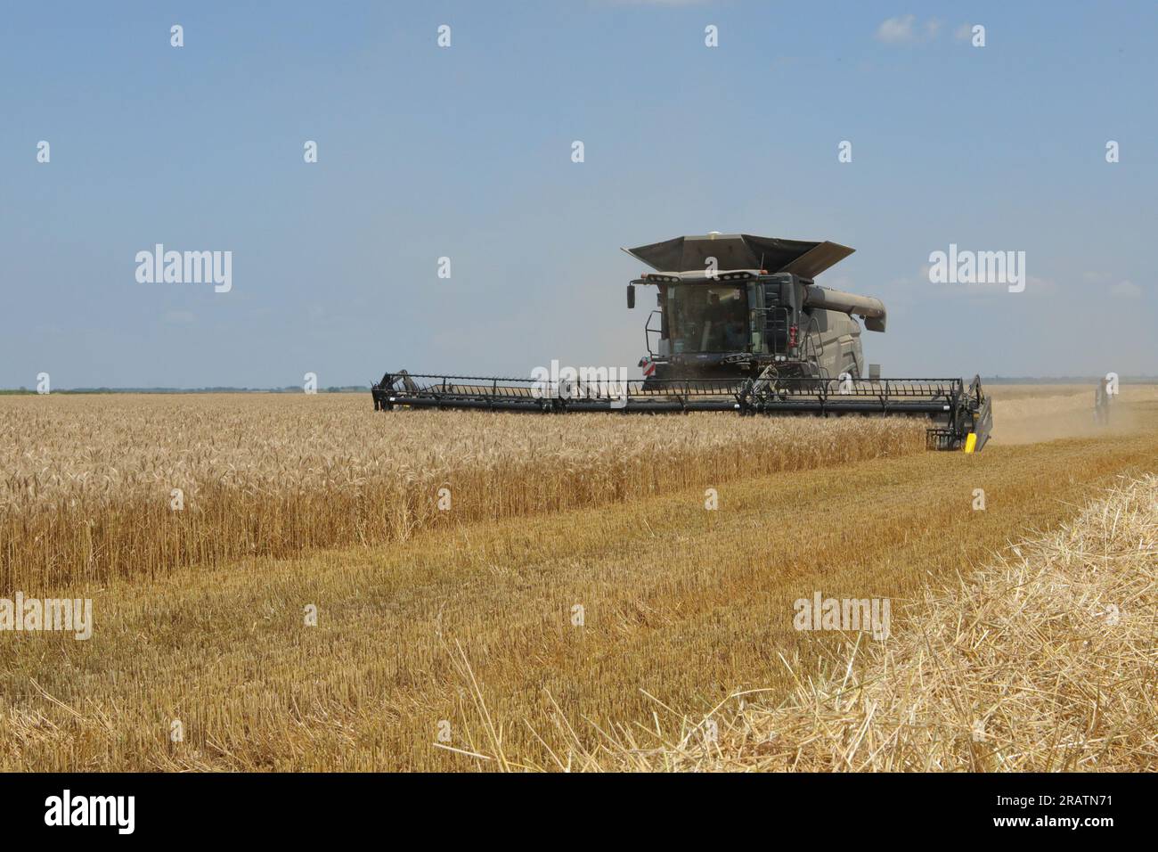 Combine harvester Fendt Ideal 8T during harvest on the arable land of ...