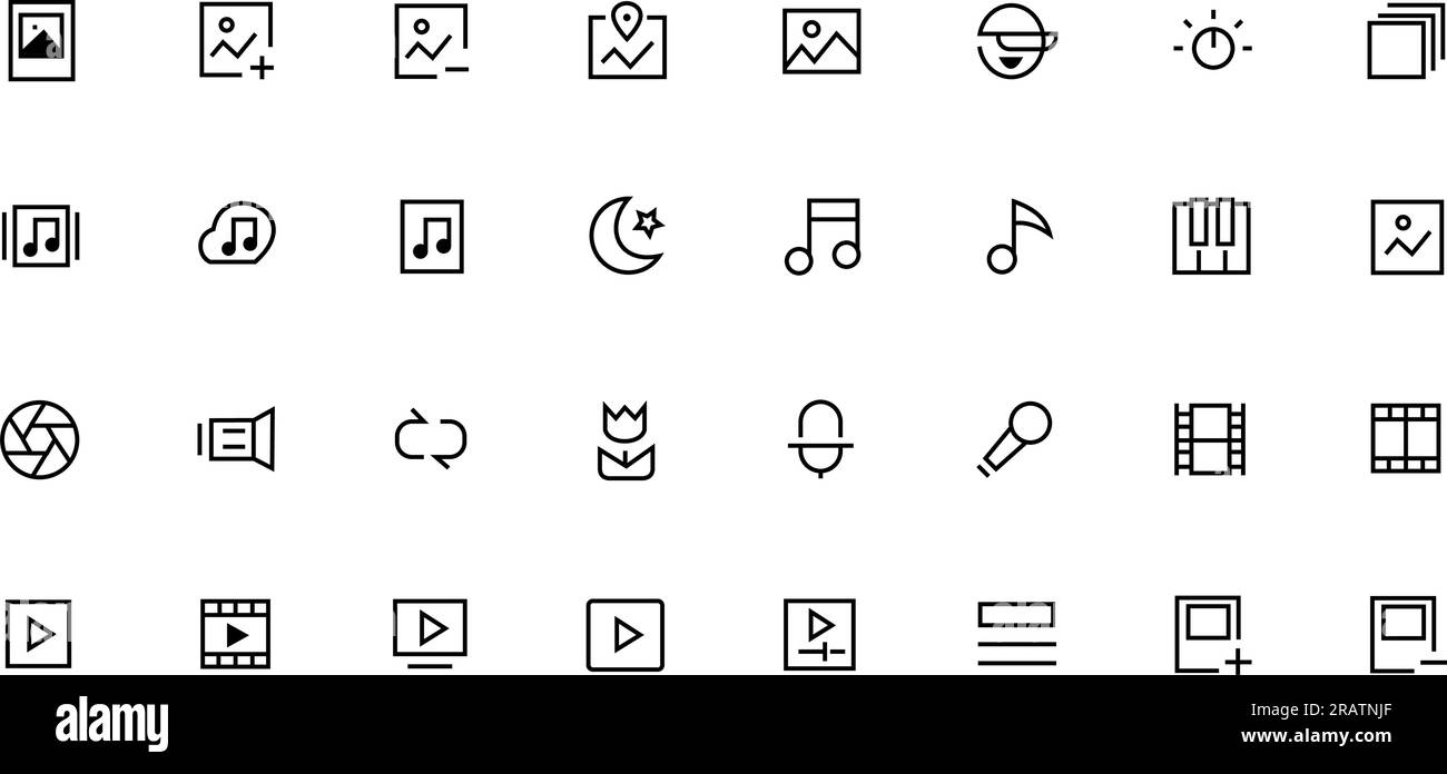 Multimedia icons. Photo, video, music vector illustration set Stock ...