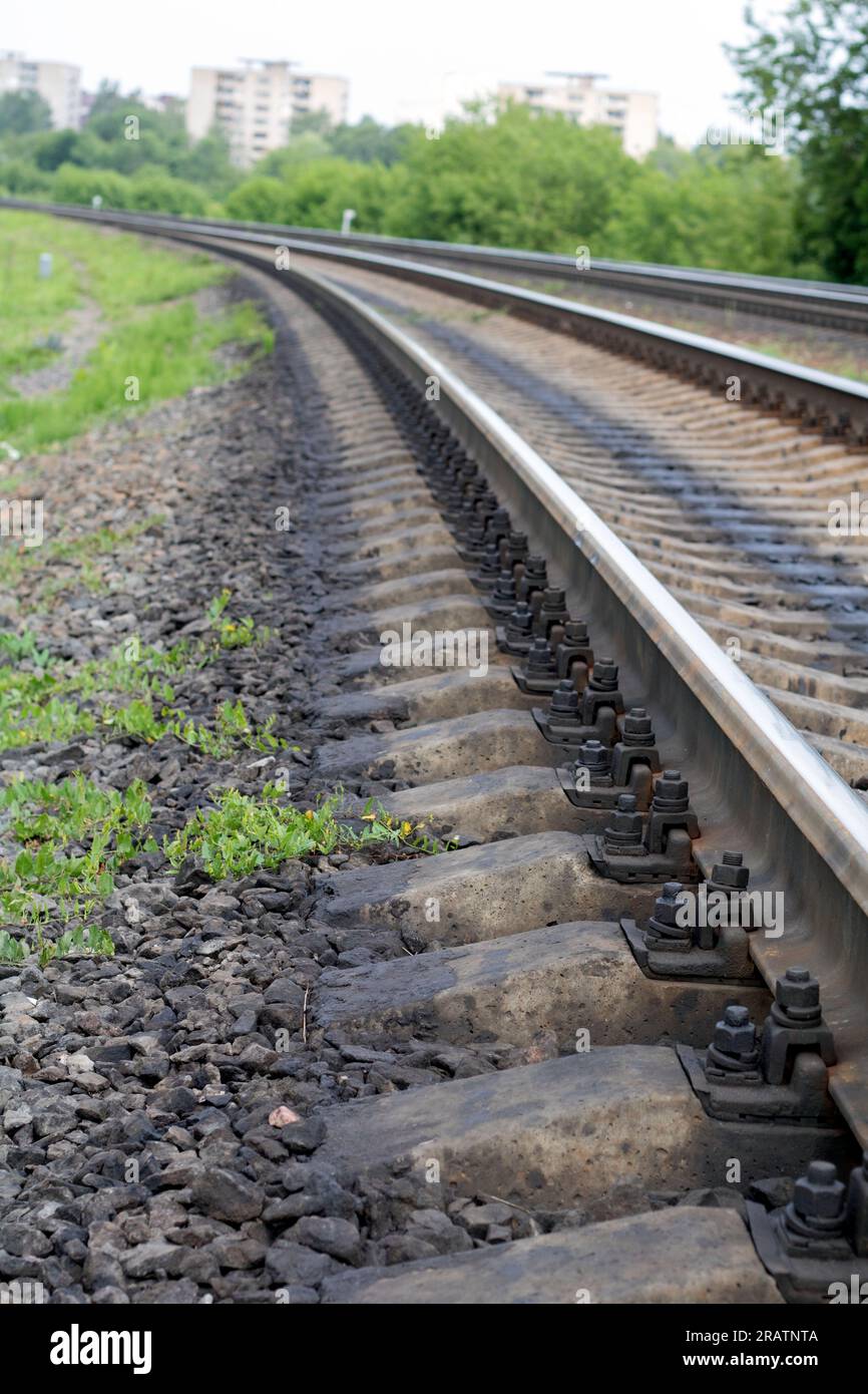photo rails and ties, the railroad close-up Stock Photo - Alamy