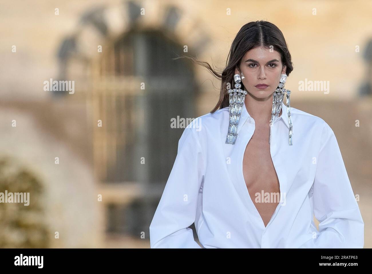 Kaia Gerber wears a creation for the Valentino Haute Couture Fall ...