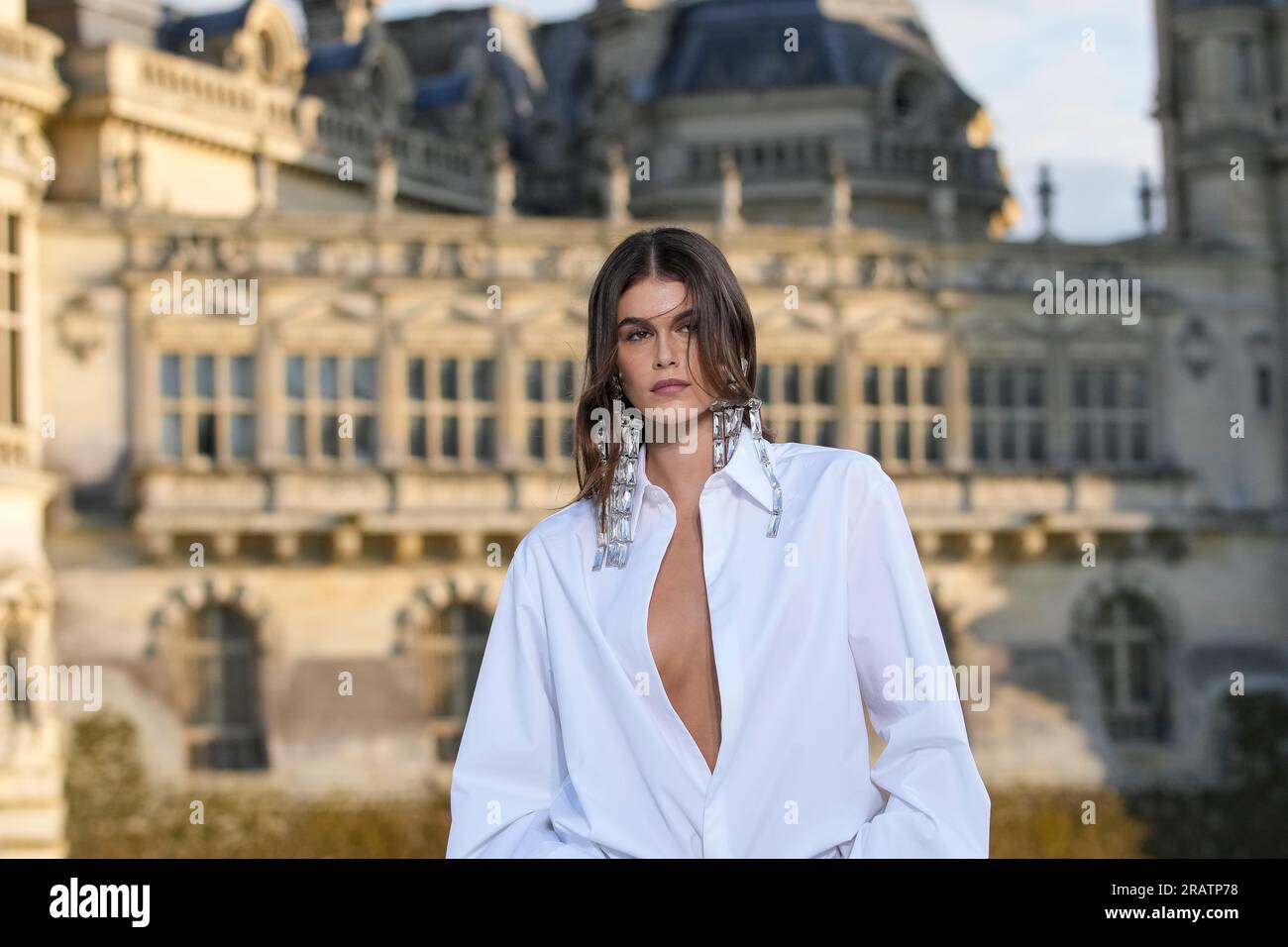 Kaia Gerber wears a creation for the Valentino Haute Couture Fall ...