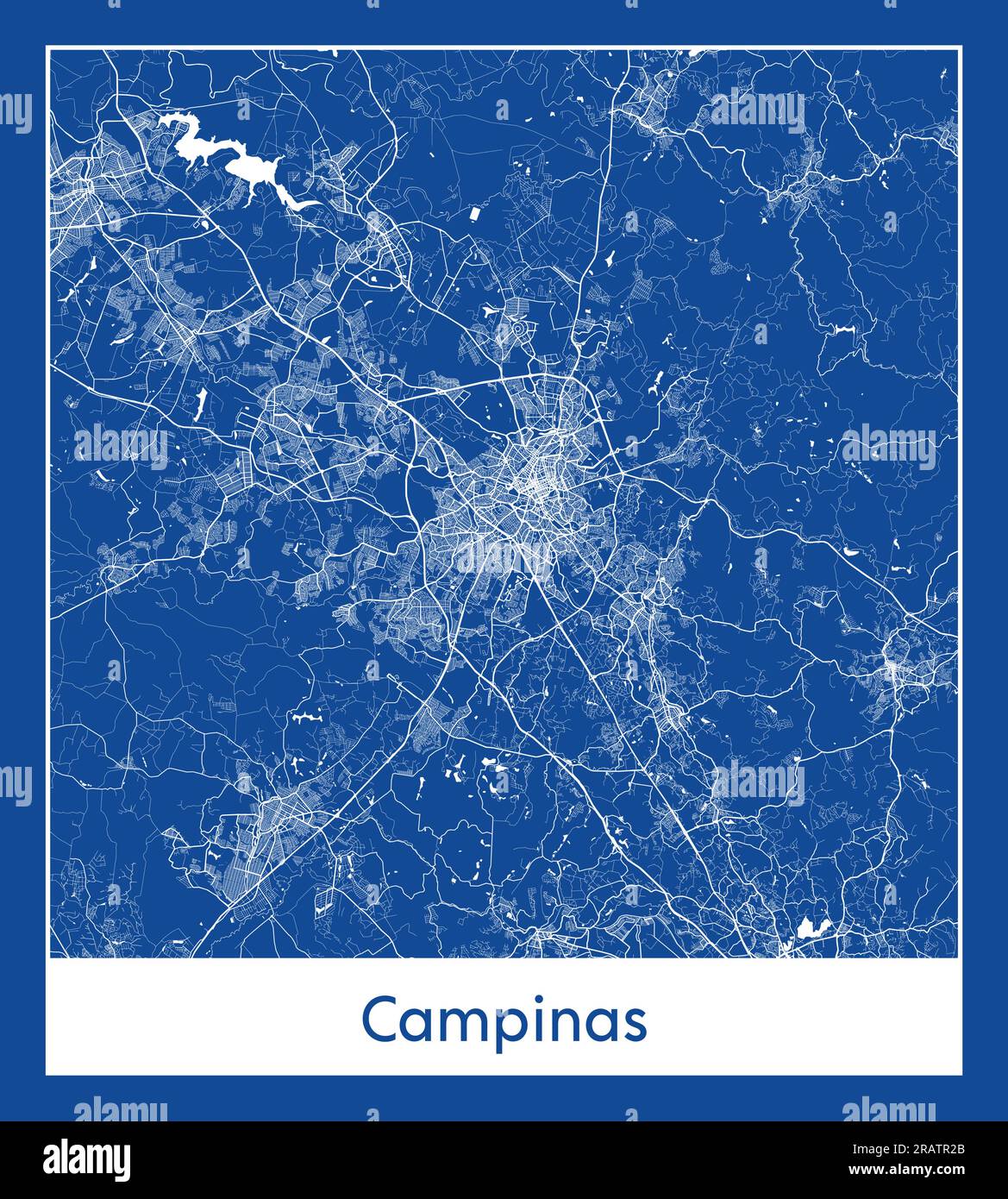 Campinas Brazil South America City map blue print vector illustration ...