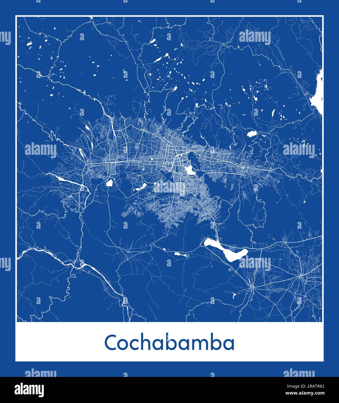 Cochabamba Bolivia South America City map blue print vector ...