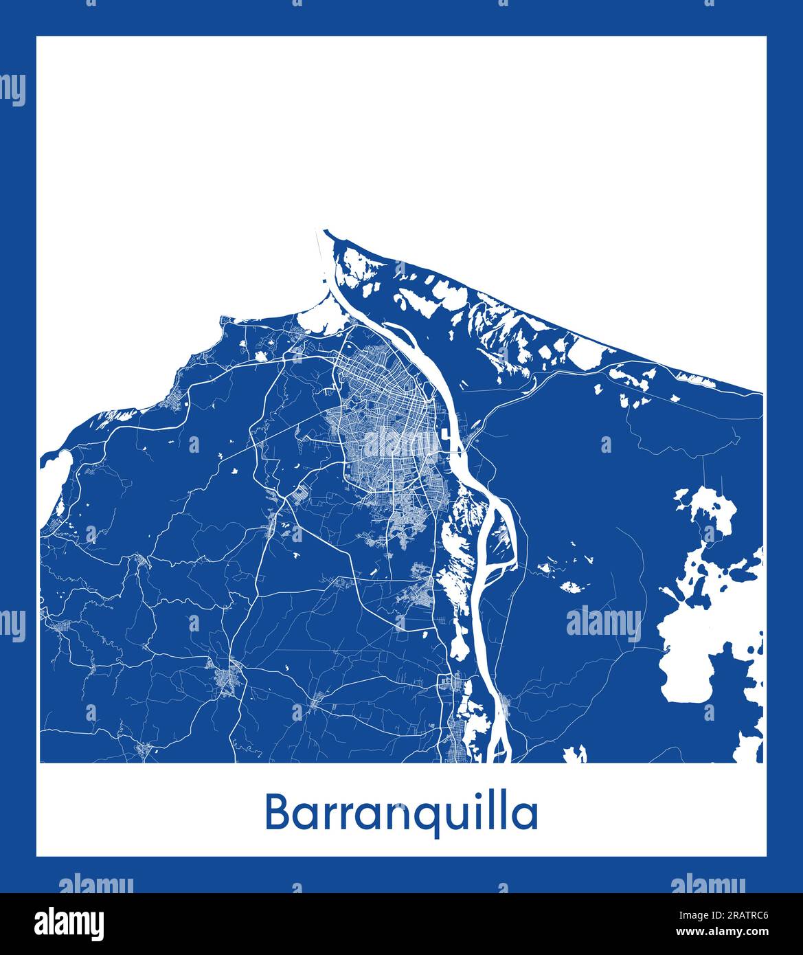Barranquilla Colombia South America City map blue print vector ...