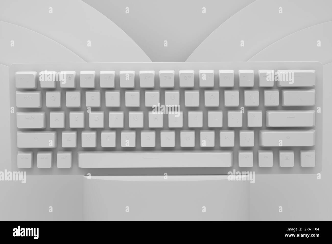 Realistic computer keyboard on cylinder podium with steps on monochrome ...