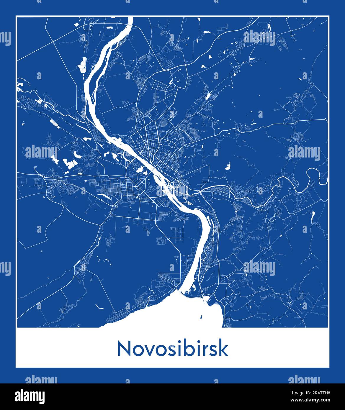 Novosibirsk Russia Asia City map blue print vector illustration Stock ...