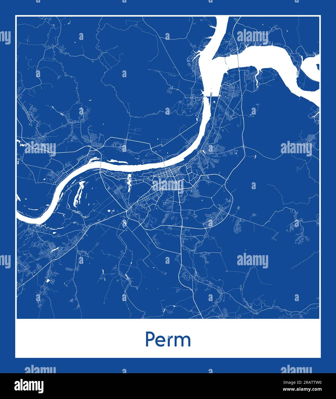 Perm Russia Europe City map blue print vector illustration Stock Vector ...