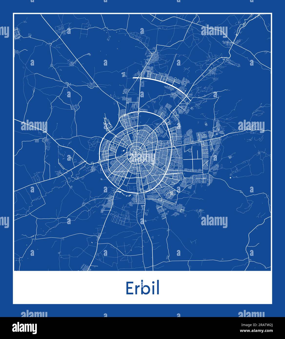 Erbil Iraq Asia City map blue print vector illustration Stock Vector ...