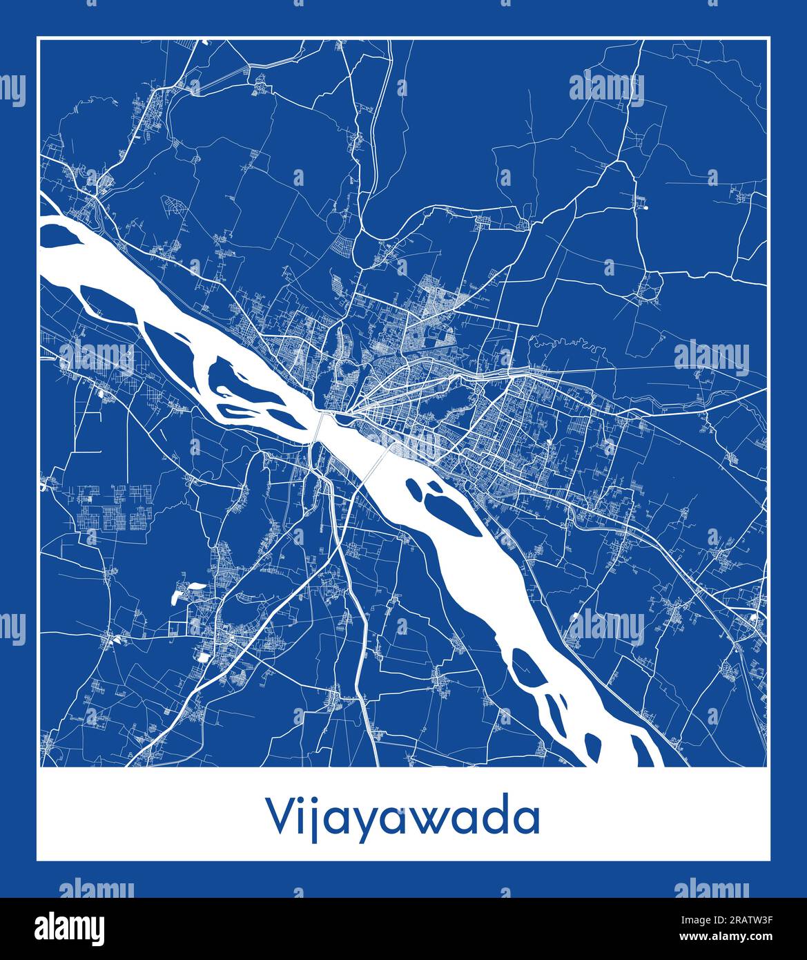 Vijayawada India Asia City map blue print vector illustration Stock ...