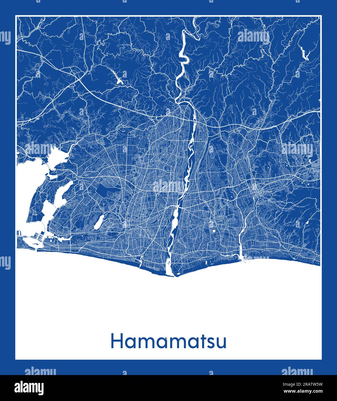 Hamamatsu Japan Asia City map blue print vector illustration Stock ...