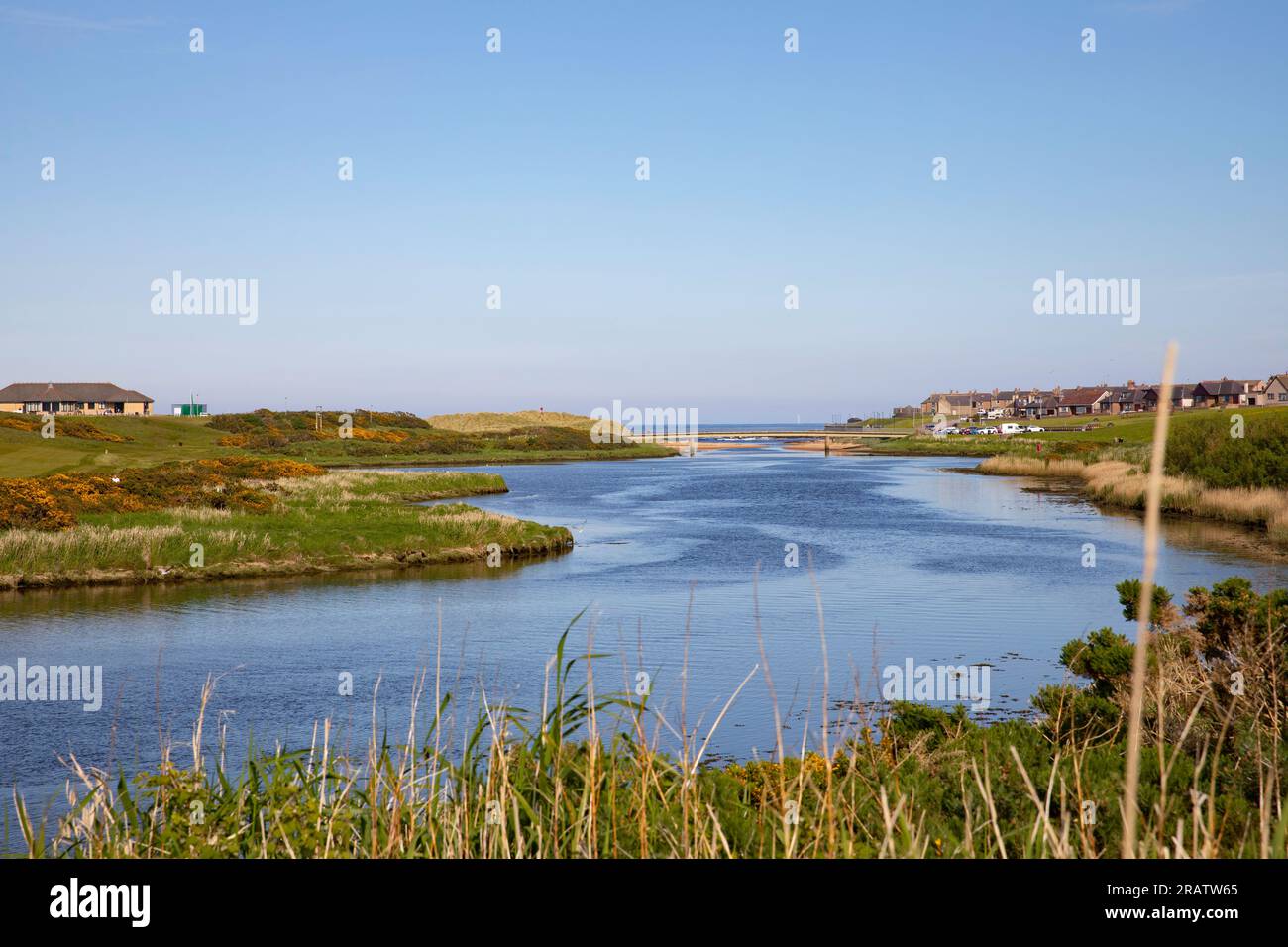 The river Ugie looking towards the town of Peterhead and the village of ...
