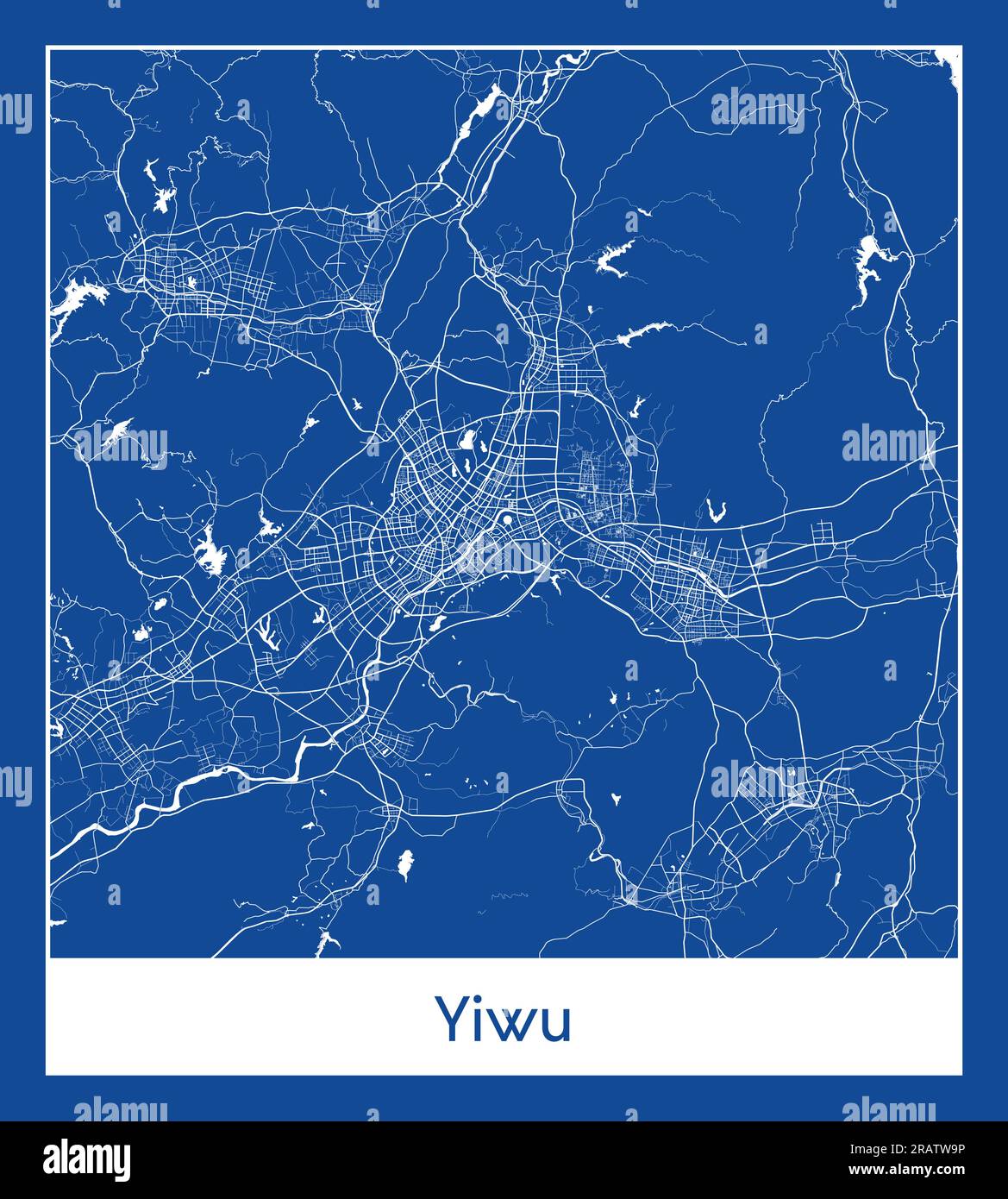 Yiwu China Asia City map blue print vector illustration Stock Vector ...