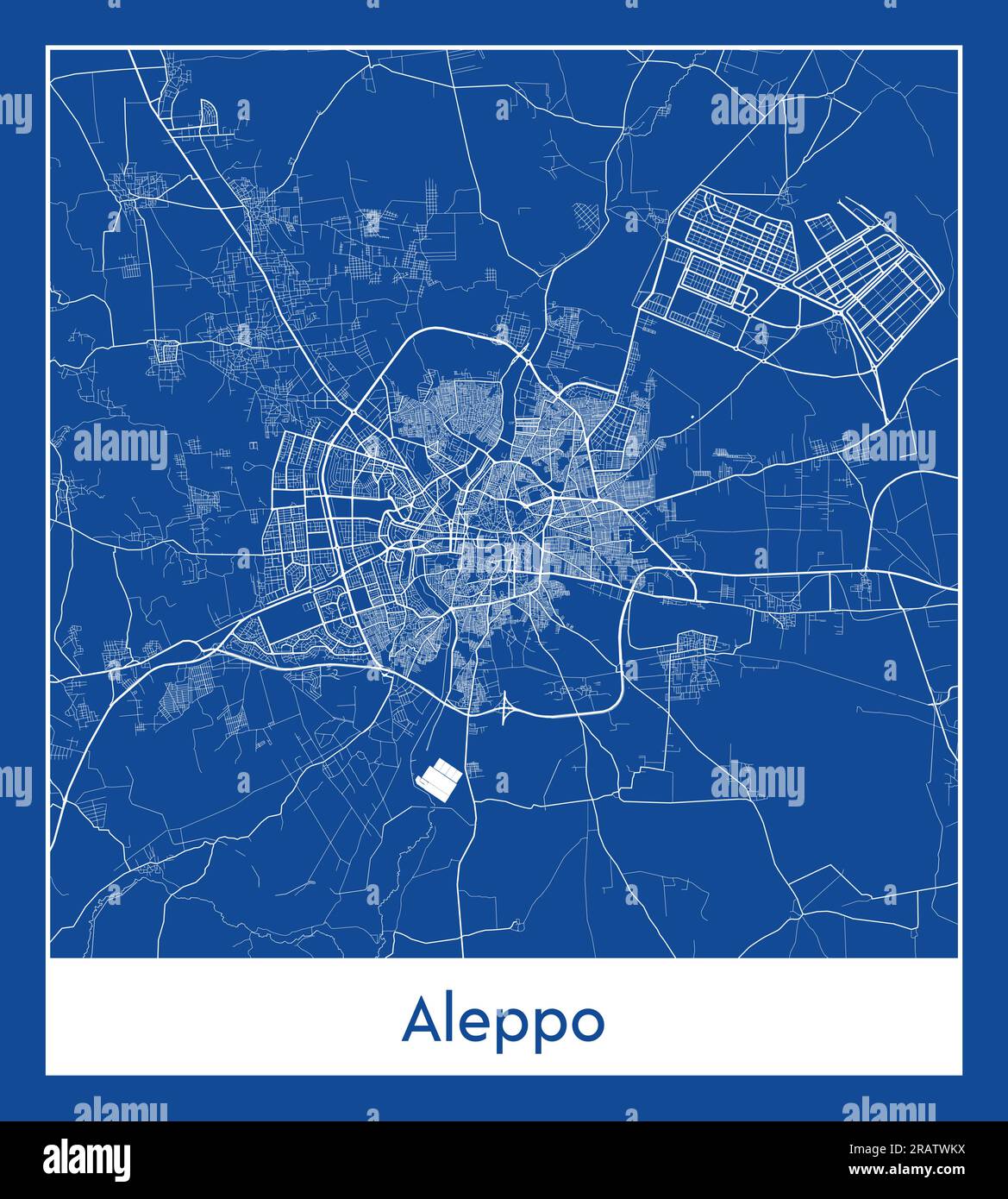 Aleppo Syria Asia City map blue print vector illustration Stock Vector ...