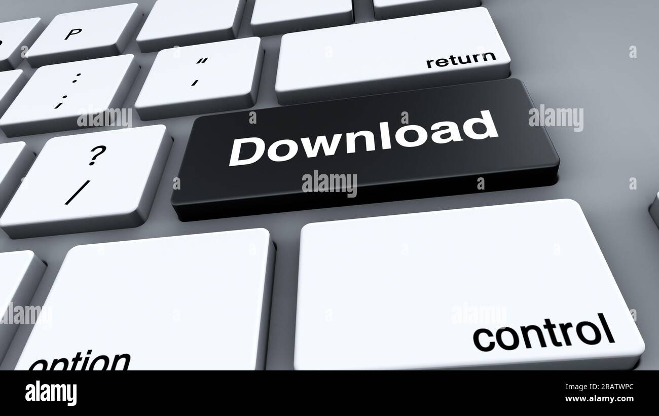 Computer keyboard key with the word Download Stock Photo - Alamy
