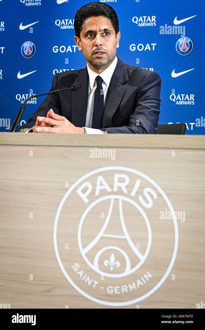 Nasser AL-KHELAIFI of PSG during the presentation of Luis ENRIQUE as ...