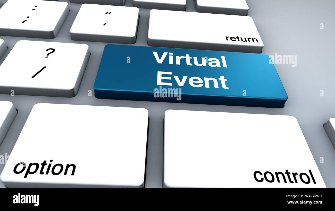 Computer keyboard key with the word Virtual Event Stock Photo - Alamy
