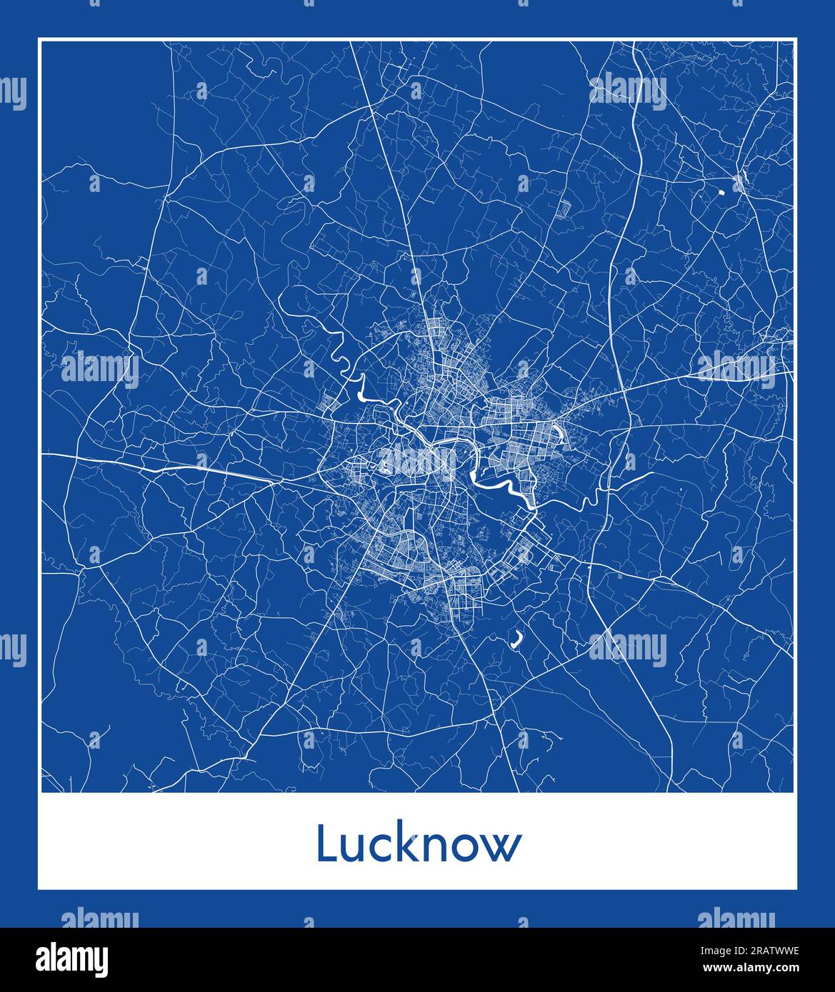 Lucknow India Asia City map blue print vector illustration Stock Vector ...