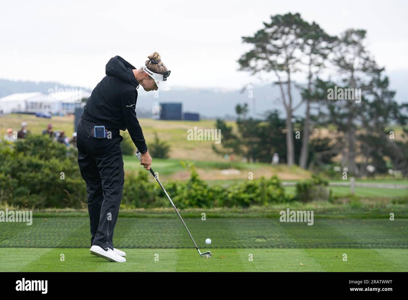 Nelly Korda tees off on the fifth hole during a practice round for the ...