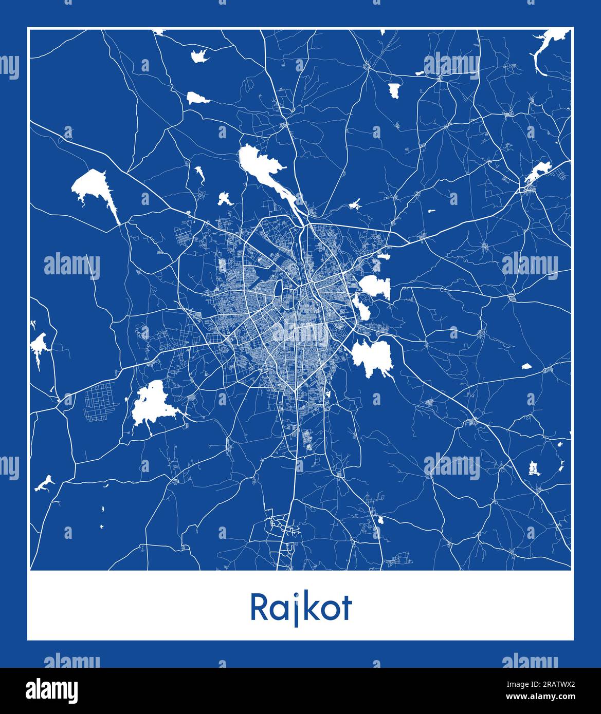 Rajkot India Asia City map blue print vector illustration Stock Vector ...