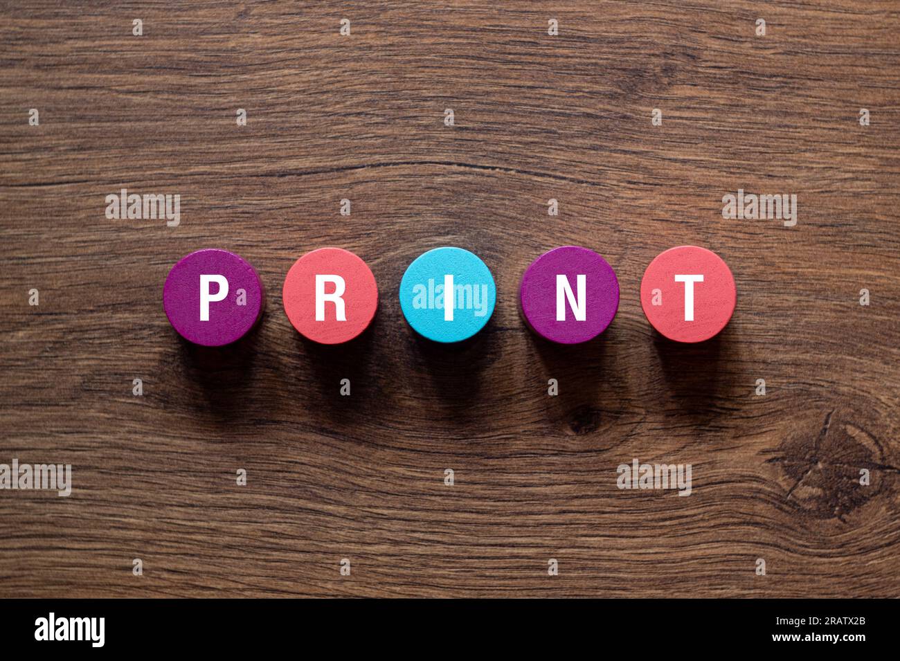 Print - word concept on building blocks, text Stock Photo - Alamy