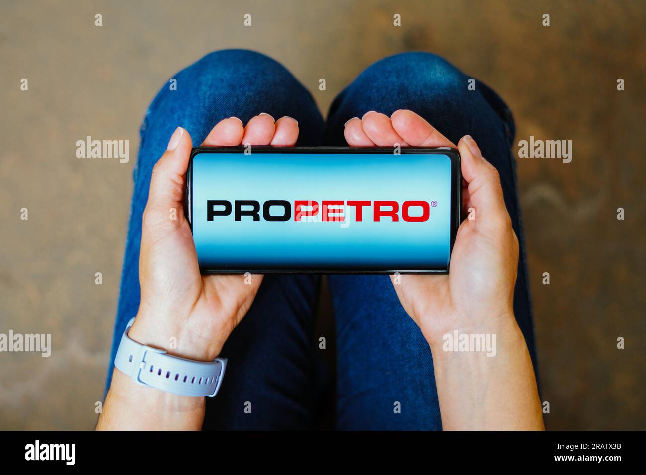 In this photo illustration, the ProPetro Holding logo is displayed on a ...