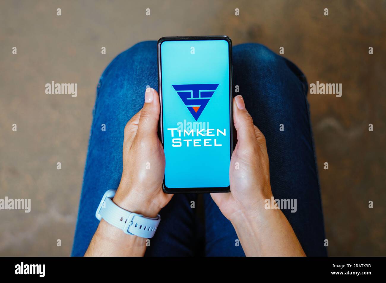 In this photo illustration, the Timken Steel logo is displayed on a ...