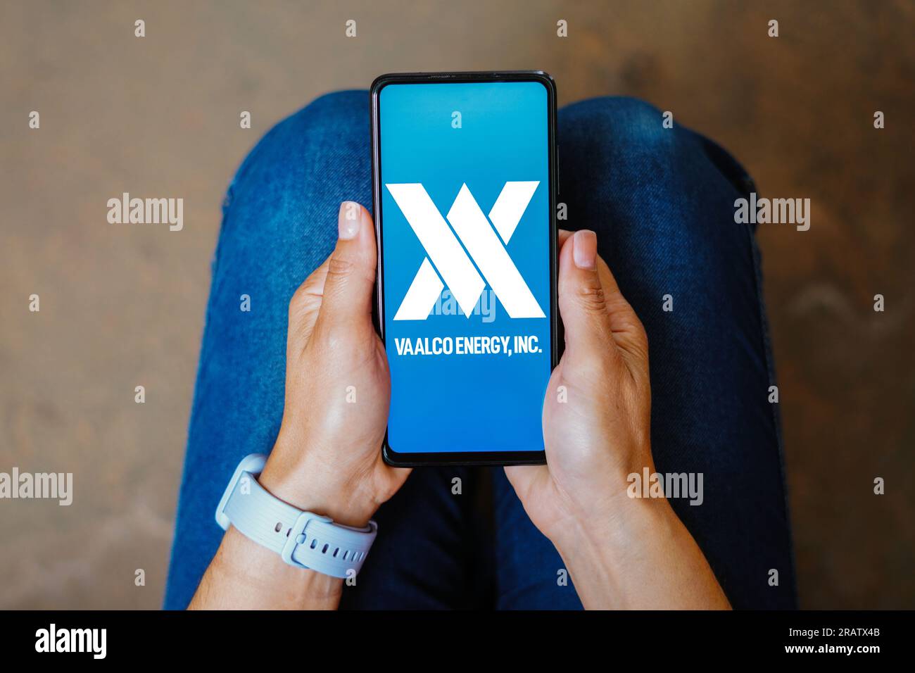 In this photo illustration, the Vaalco Energy logo is displayed on a ...