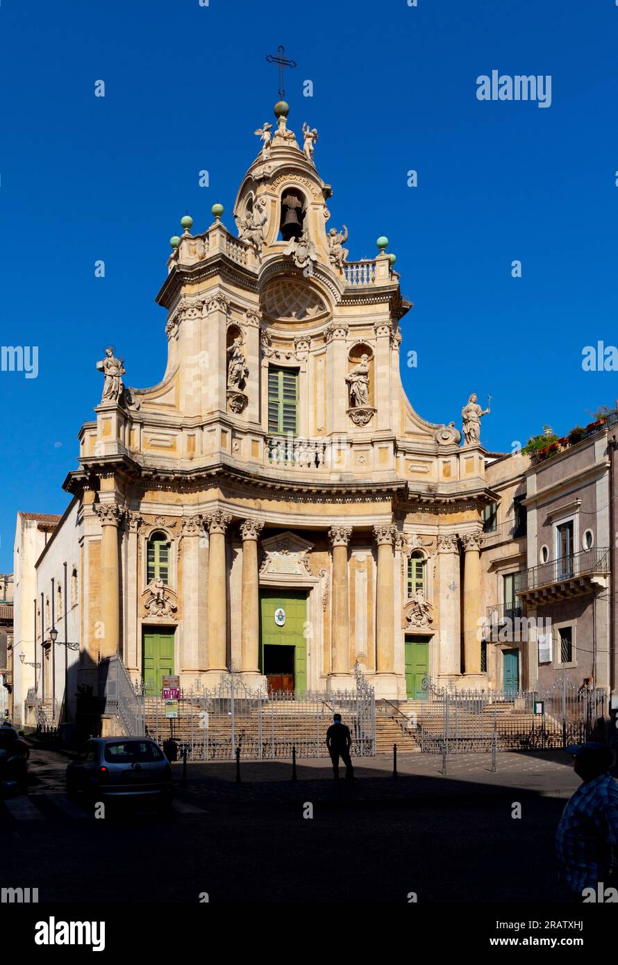 The Basilica della Collegiata church, Catania, Sicily, Italy Stock ...
