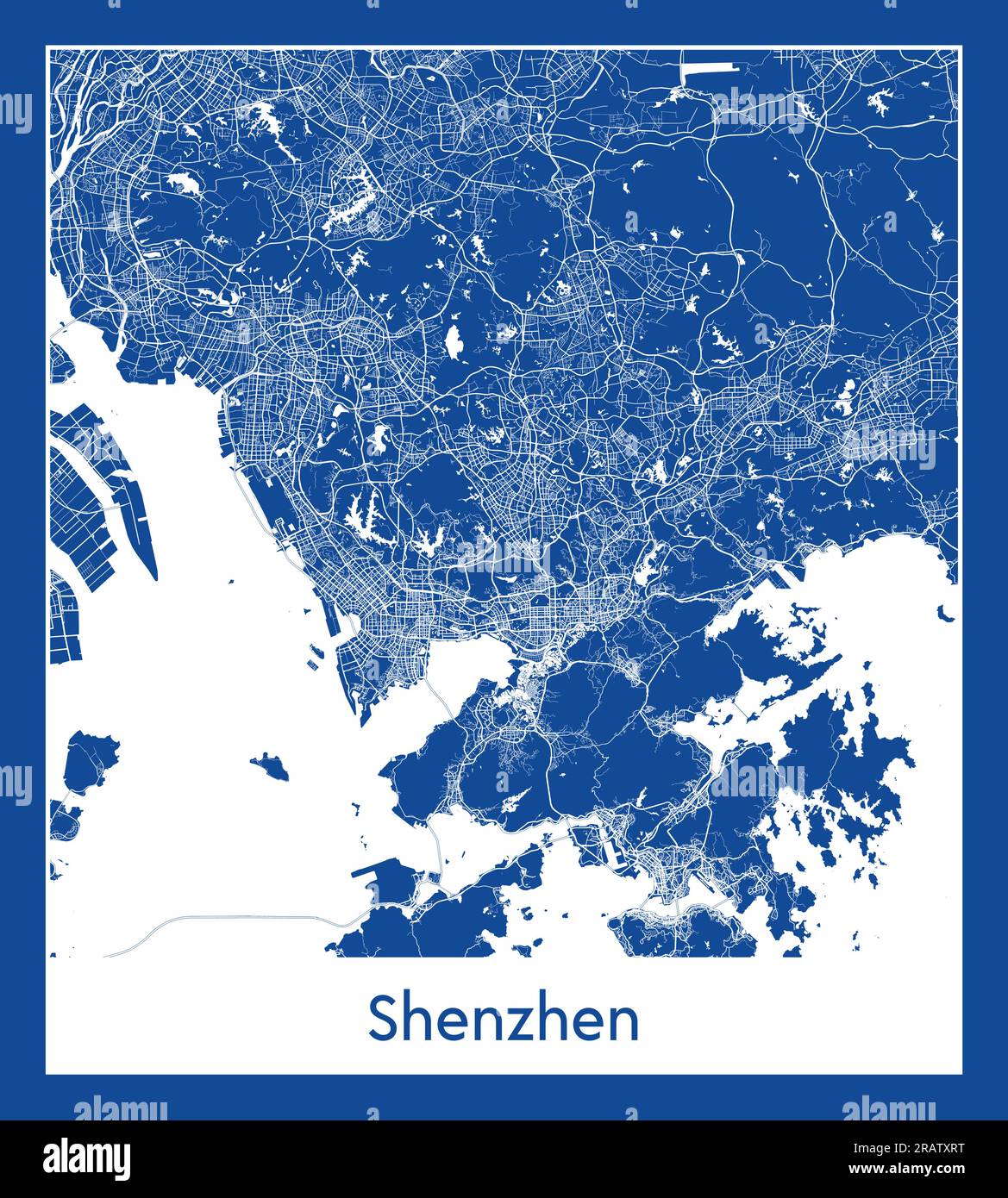 Shenzhen China Asia City map blue print vector illustration Stock ...
